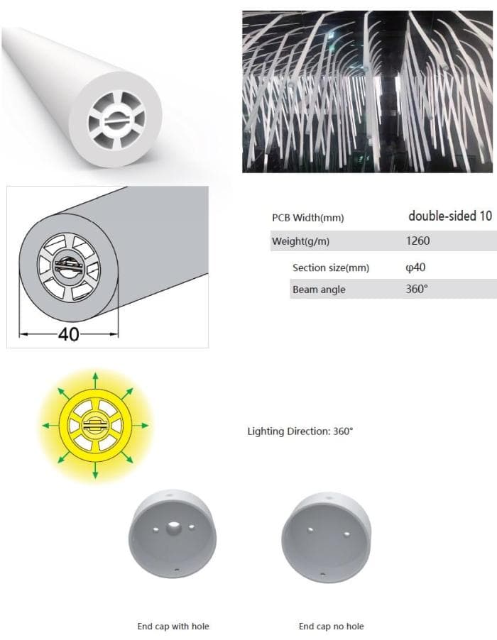 TOP VIEW 35 LIGHT TUBE 360° DIAM.40MM LED 16W 24VDC IP67 DIMM ...