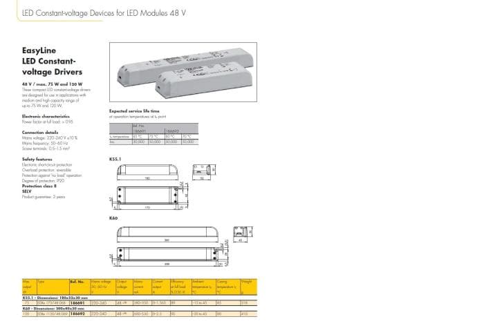 186691 Vossloh electronic transformer 75w 48vdc | LAMPADEALLED.IT