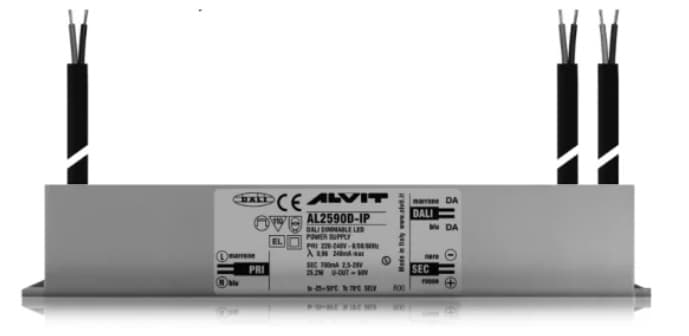 ALVIT LED POWER SUPPLY 25W 24VDC DIMMABLE DALI 2 220-240VAC IP67 | LAMPADEALLED.IT
