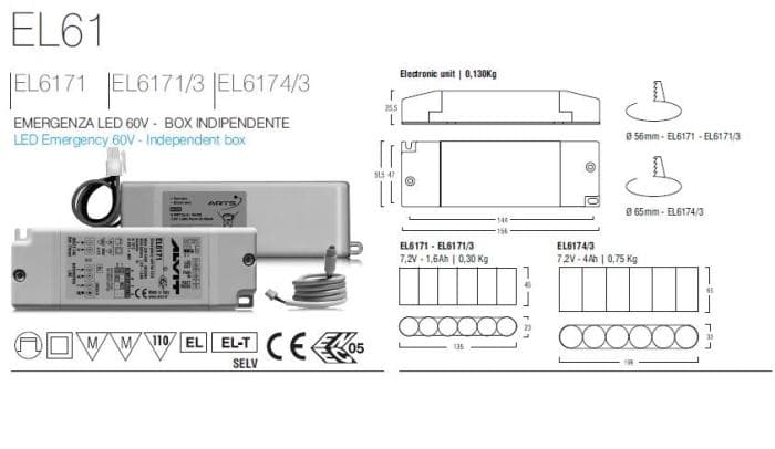 ALVIT EL6171 EMERGENCY FOR LED WITH ELECTRONIC BALLASTS | LAMPADEALLED.IT