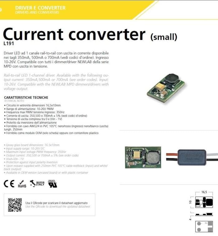 NEWLAB L191 convertitore da amperaggio a voltaggio per moduli led ...