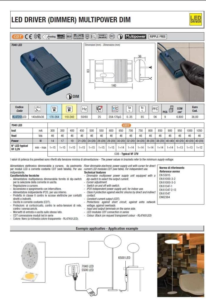 RL4720LED RELCO LED DRIVER DIMMING | LAMPADEALLED.IT