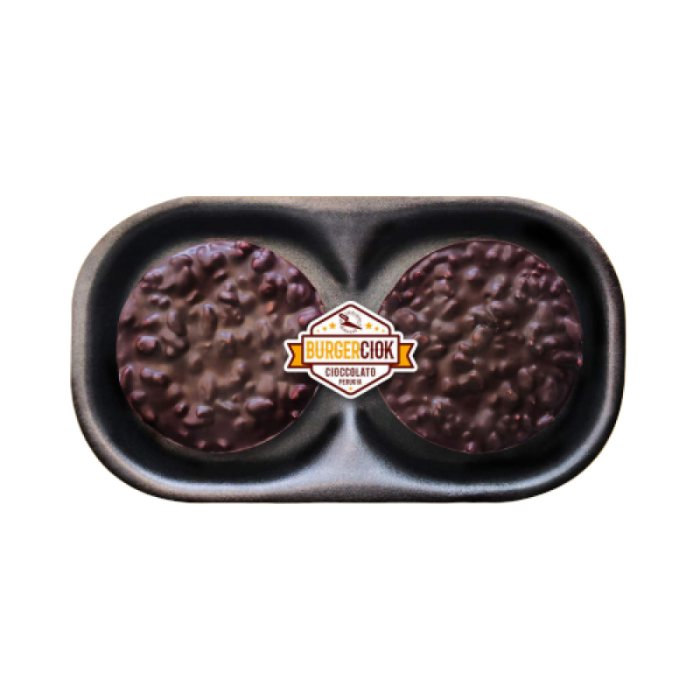 Burger ciok fondente/riso soffiato 160g (80gx2) | Eurochocolate Chocostore