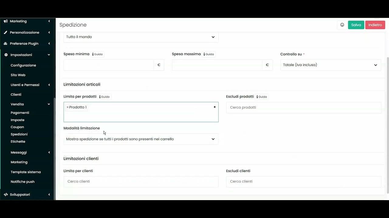 Configurare metodi di spedizione | Framework360