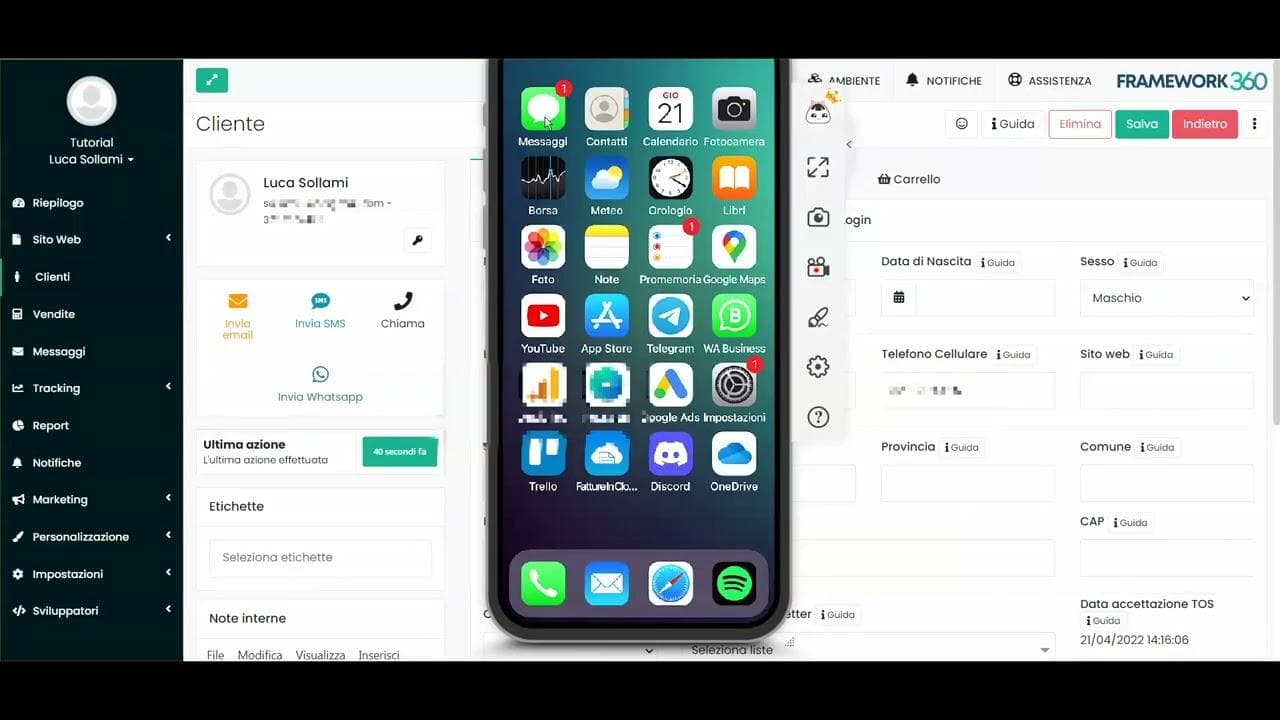 Contattare direttamente un cliente tramite sms | Framework360